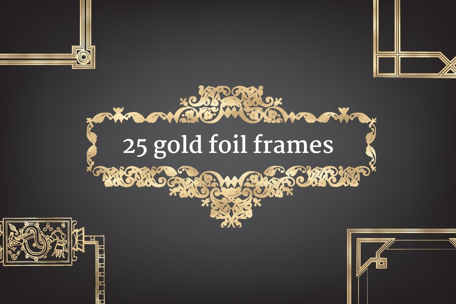 Gold Foil Frames Clip Arts Elegant Calligraphic Frames - Etsy