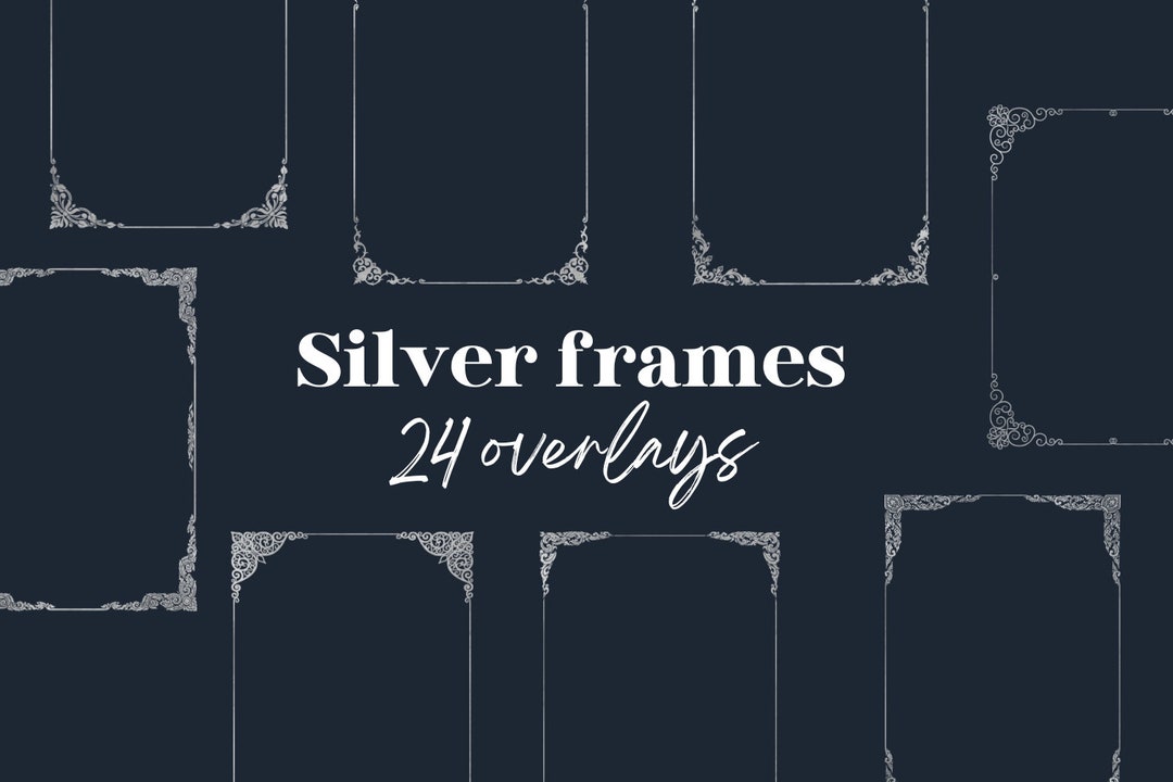 Silver Wedding Frames, Silver Frames Clipart, Geometric Glitter Frame ...