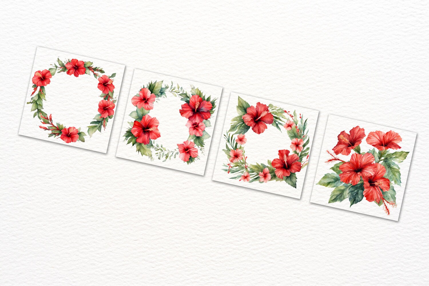 Watercolor Red Hibiscus Clipart, Tropical Floral Art, Hibiscus Wreaths ...