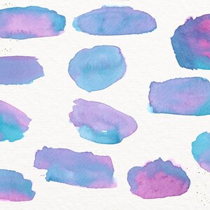 Pink and Blue Watercolor Splash Clipart Candy Watercolor - Etsy