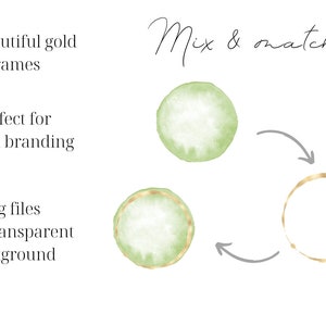 Gold Circles With Green Watercolor Watercolor Circles for - Etsy