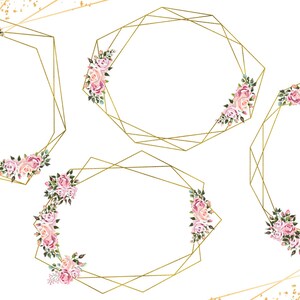 Decorative Frames, Watercolor Floral Geometric Frames, Rose and ...