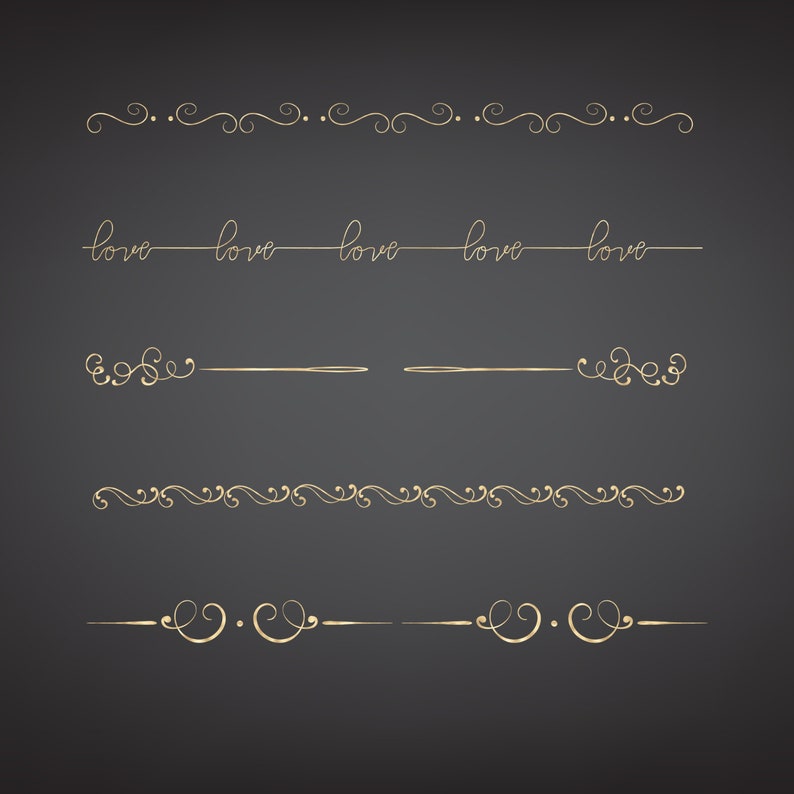 Gold Foil Page Dividers: Hand-drawn Borders (PNG) - Etsy