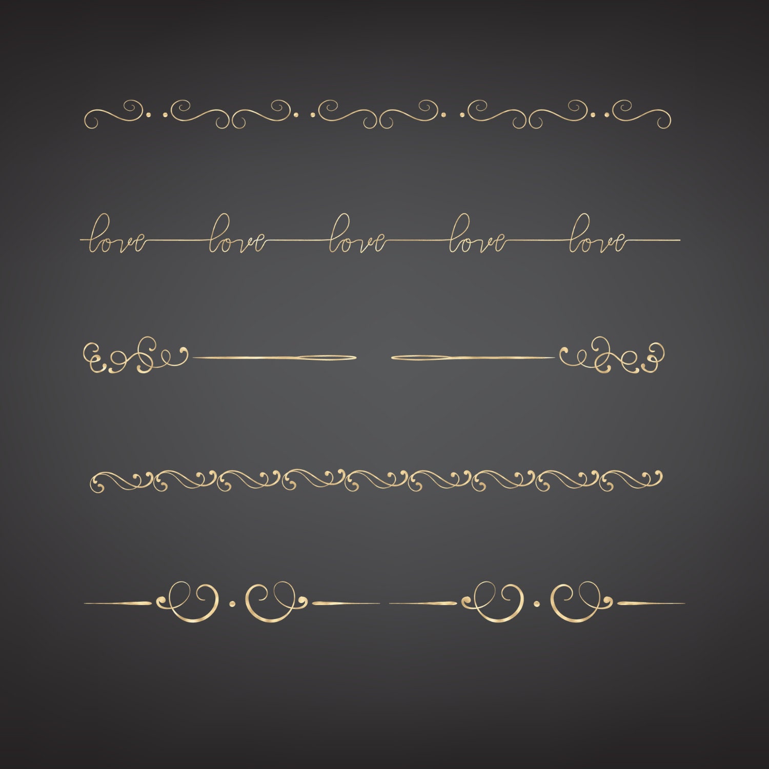 Gold Foil Page Dividers: Hand-drawn Borders (PNG) - Etsy