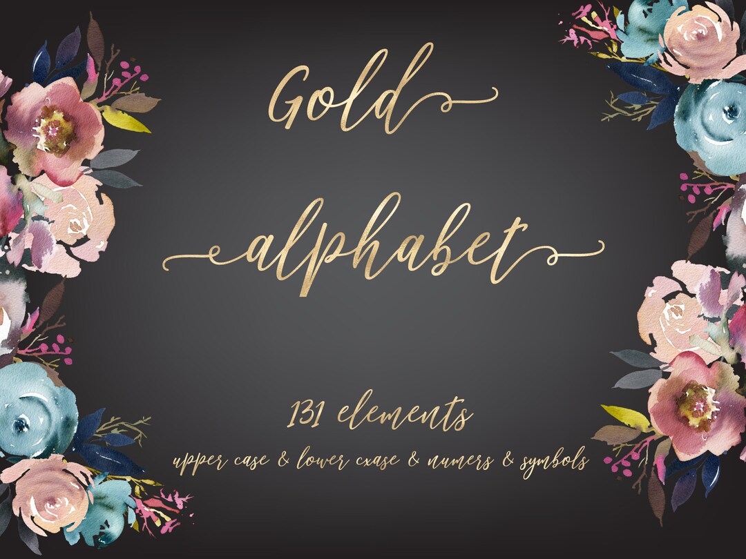 Gold Foil Alphabet, Gold Letters Clipart, Decorative Alphabet - Etsy