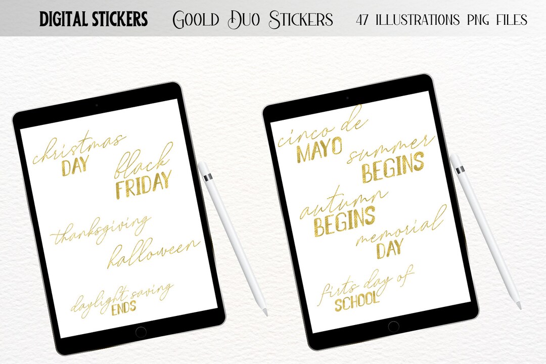 Gold Basic Planner Words, Duo Stickers - Etsy