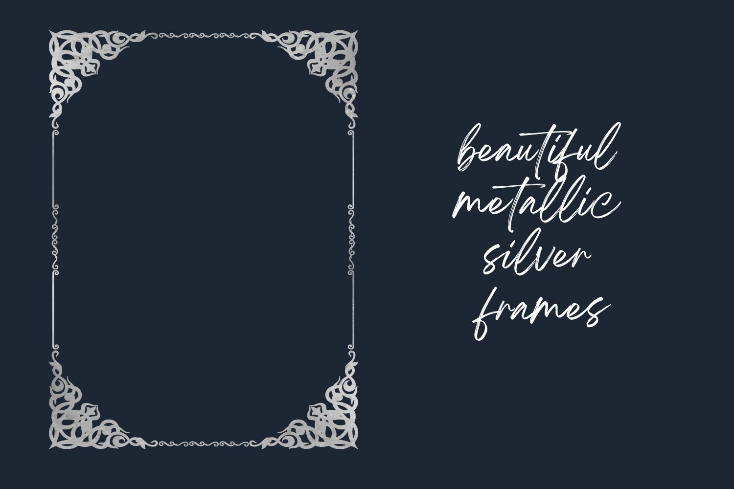 Silver Wedding Frames, Silver Frames Clipart, Geometric Glitter Frame ...