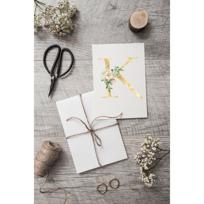 Gold Foil Alphabet With Flowers, Floral Alphabet, Rose Wedding Alphabet ...