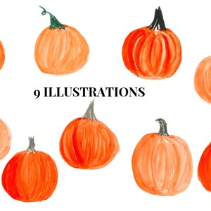 Watercolor Pumpkin Clipart, Orange Pumpkin, Harvest and Autumn ...