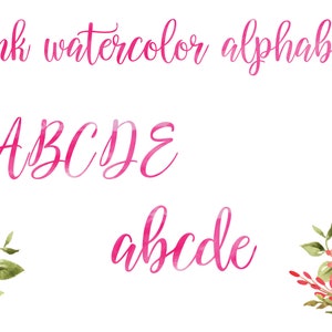 Pink Watercolor alphabet Pink font Rose watercolor alphabet | Etsy