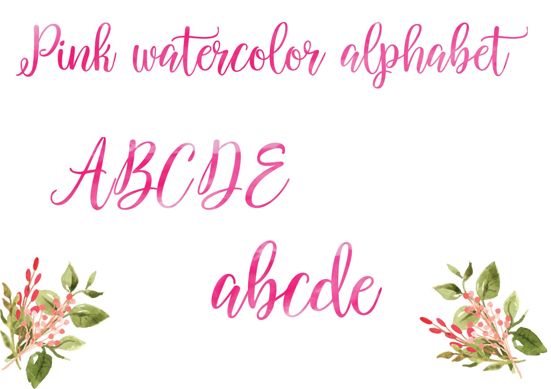 Pink Watercolor alphabet Pink font Rose watercolor alphabet | Etsy