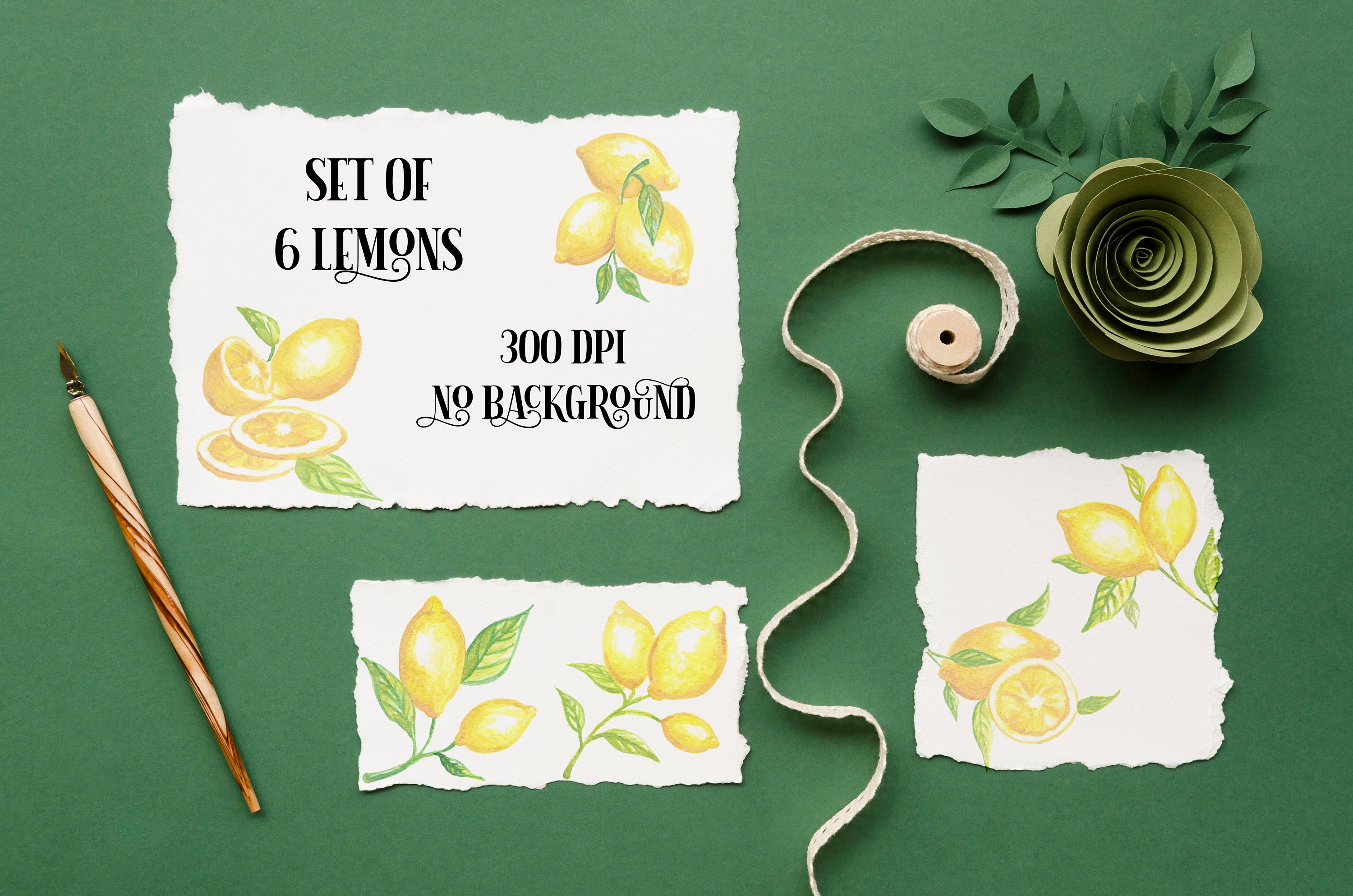 Watercolor Lemon Clipart Handpainted Lemons Lemons - Etsy