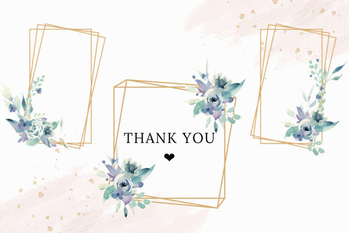 15 Geometric Frames With Flowers & Berrries Watercolor | Etsy