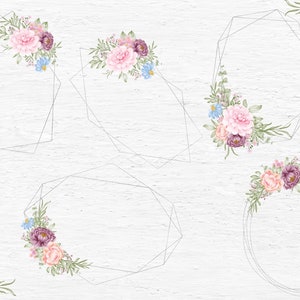 Silver Geometric Frames, Silver Wedding Frames, Frames With Watercolor ...