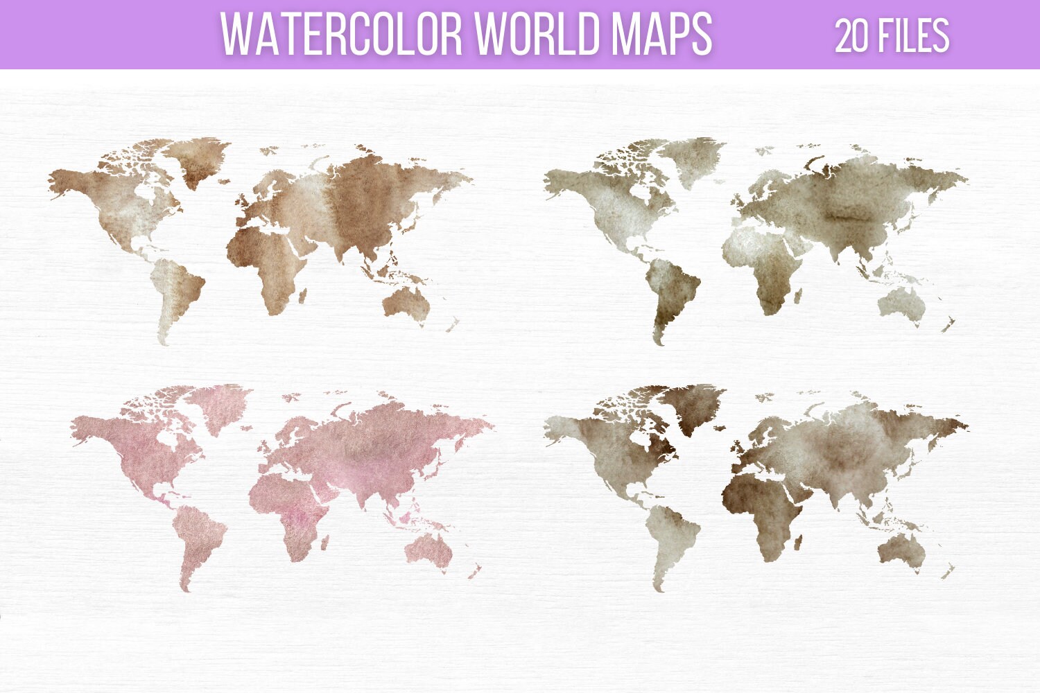 Watercolor World Maps World Maps Map Wall Art - Etsy