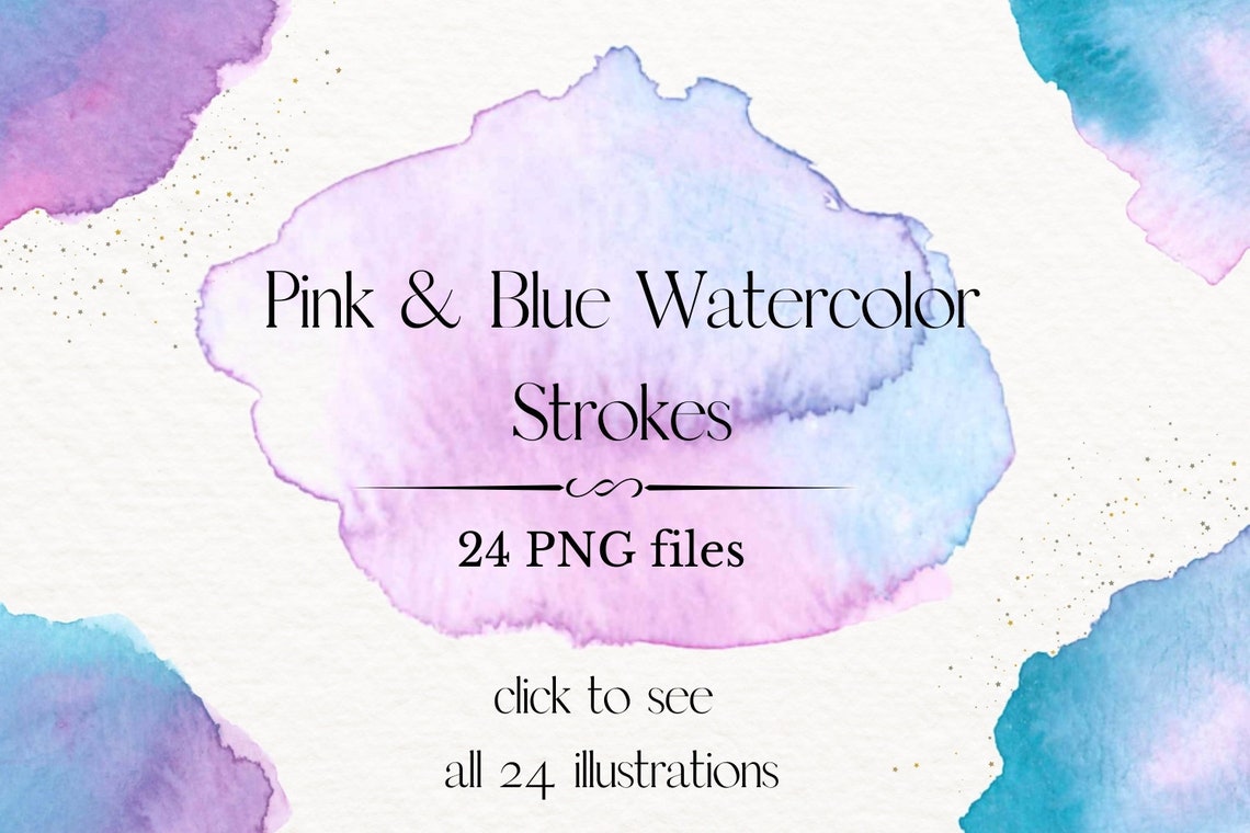 Pink and Blue Watercolor Splash Clipart Candy Watercolor - Etsy