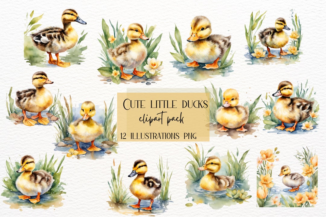 Duck Clipart | Easter Watercolor Clipart | Cute Digital Duckling Art ...