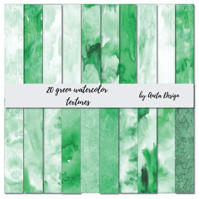 20 Green Digital Papers, Watercolor Green Textures, Green Watercolor ...