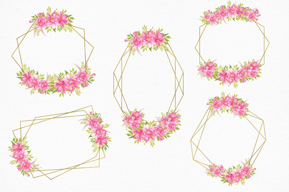 Geometric Gold Frames Floral Crystal Frames Wedding | Etsy