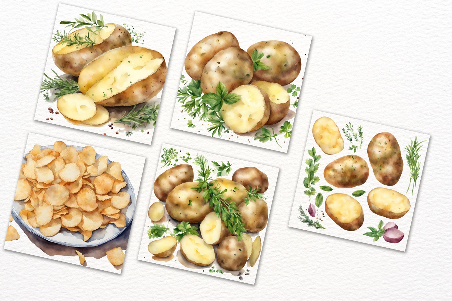 Watercolor Potato Clipart, French Fries, Potato Chips - Etsy