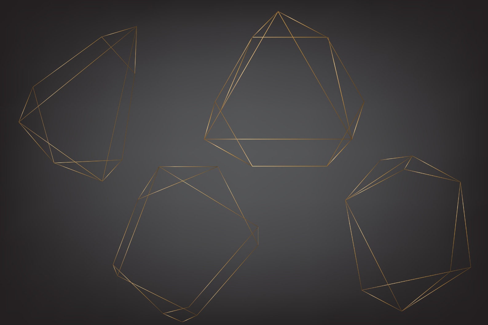 Modern Gold Polygonal Frame Clipart, Thin and Elegant Golden Frames ...