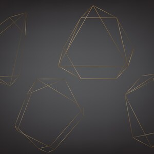 Modern Gold Polygonal Frame Clipart, Thin and Elegant Golden Frames ...