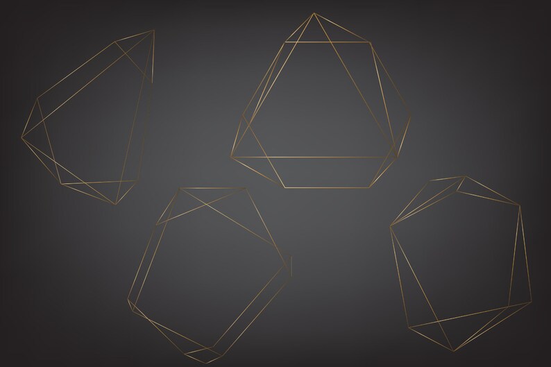 Modern Gold Polygonal Frame Clipart, Thin and Elegant Golden Frames ...