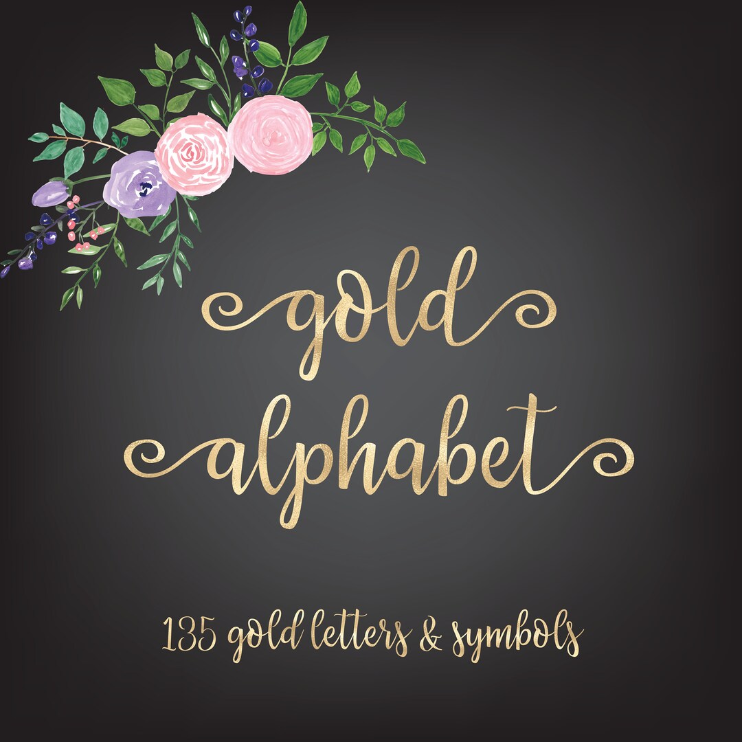 Gold Foil Alphabet Gold Letters Clipart Decorative Alphabet - Etsy