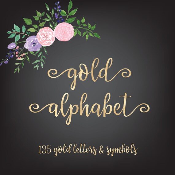 Gold Foil Alphabet Gold Letters Clipart Decorative Alphabet | Etsy