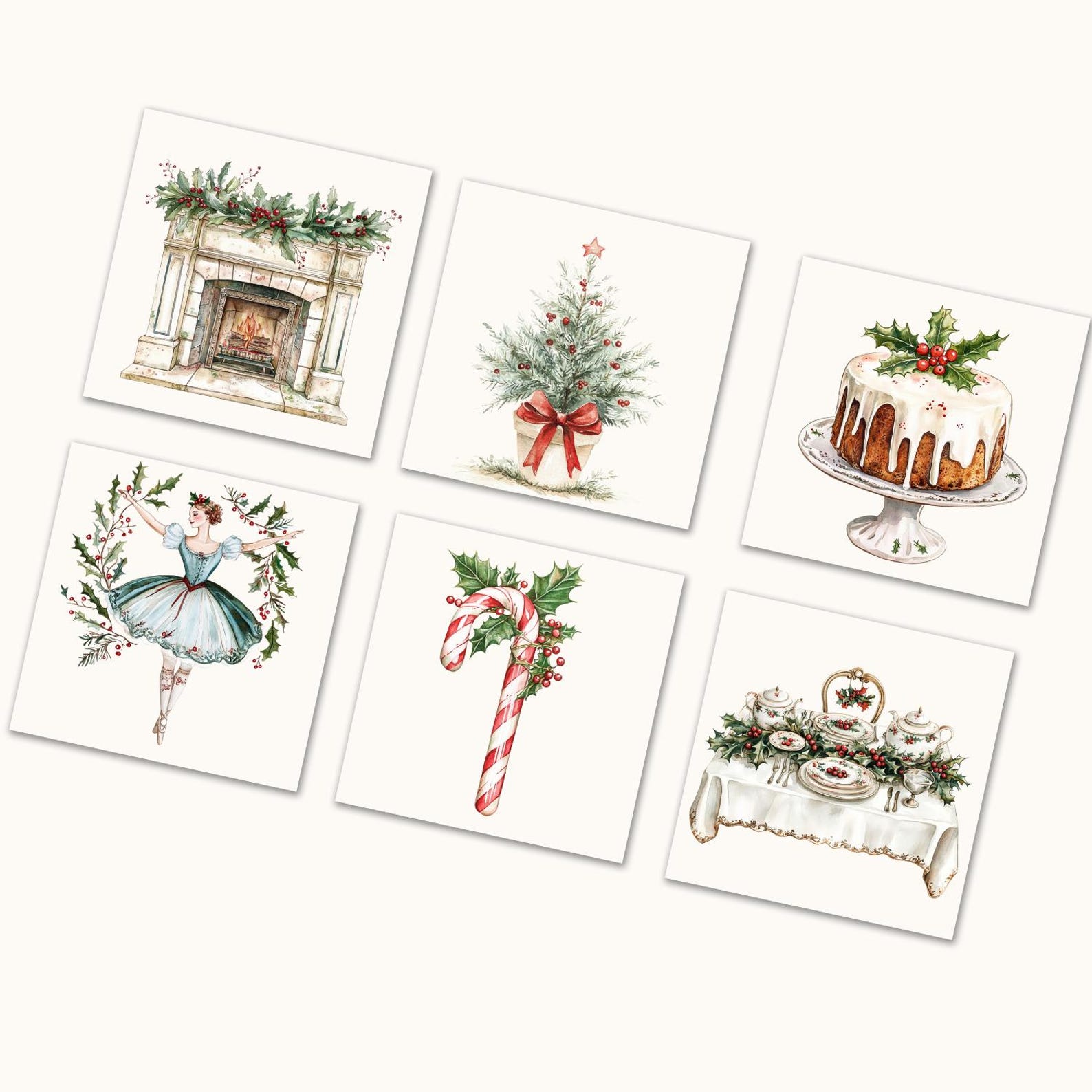 Watercolor Vintage Christmas, Nutscracker, Christmas Tree, Junk Journal ...