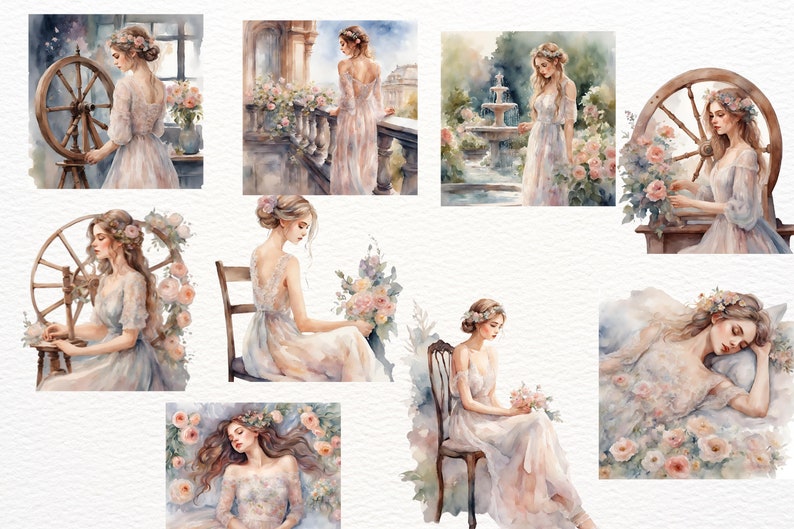 Sleeping Beauty Clipart, Princess Clipart, Fairy Tale Clipart, Princess ...