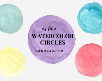 Watercolour Circles Digital Clipart. Blue Hand Painted - Etsy
