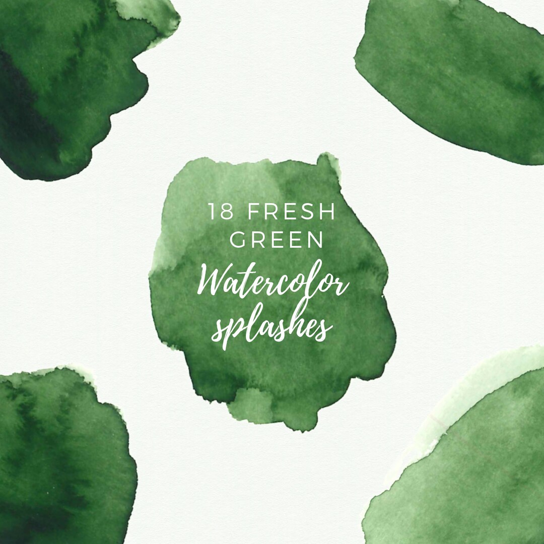 Green Watercolor Splash Clipart, Handmade Digital Art, Watercolor ...