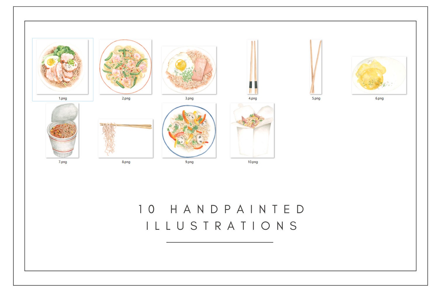 Watercolor Asian Food Llustrations, Kitchen Wall Art, Oriental Food ...
