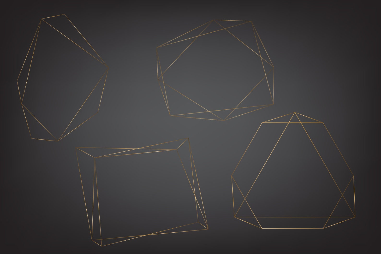 Modern Gold Polygonal Frame Clipart, Thin and Elegant Golden Frames ...