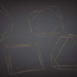 Modern Gold Polygonal Frame Clipart, Thin and Elegant Golden Frames ...
