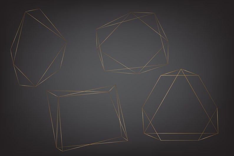 Modern Gold Polygonal Frame Clipart, Thin and Elegant Golden Frames ...