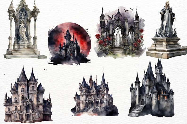 Watercolor Gothic Vampire Clipart, Victorian Vampire, Halloween Clipart ...