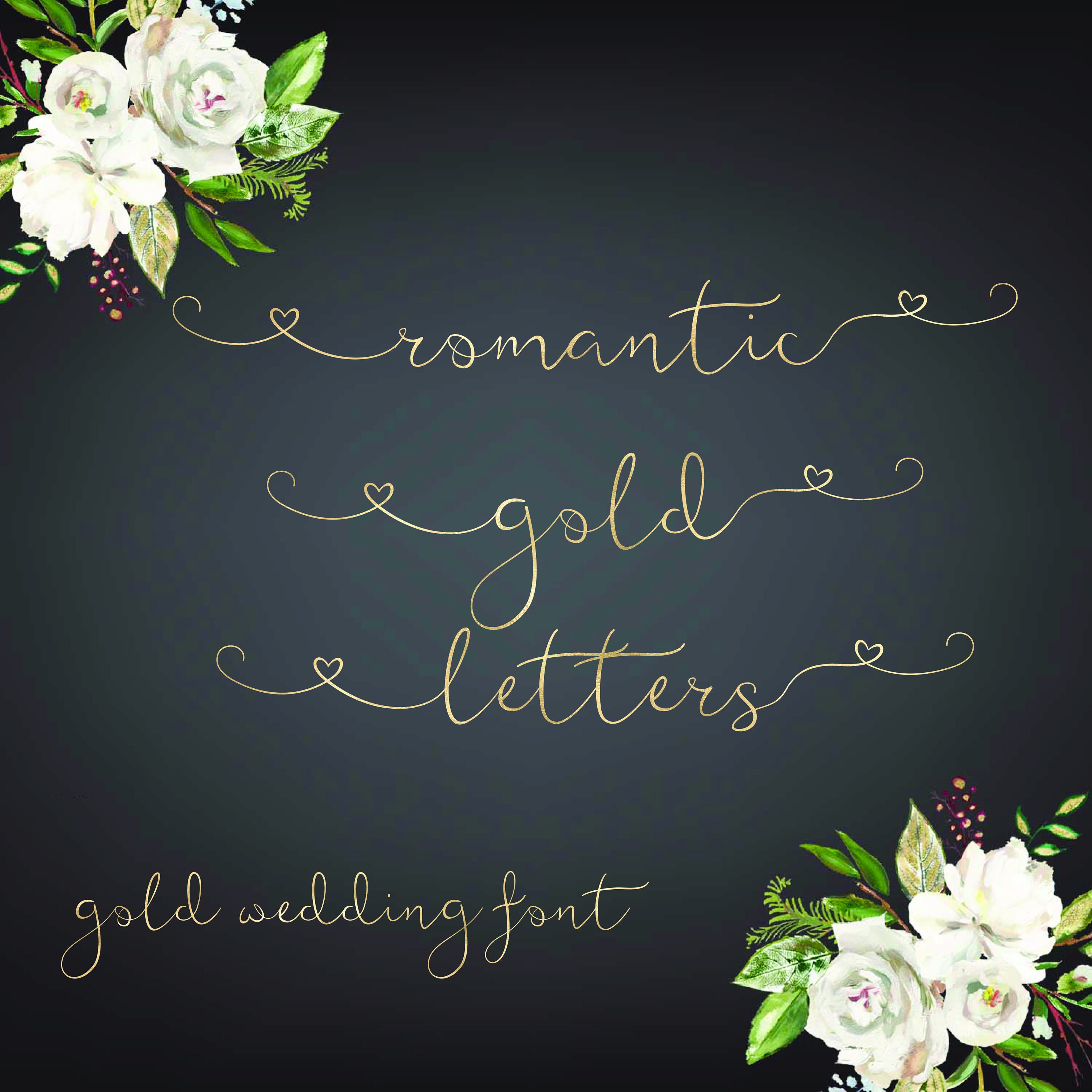 Gold Letters With Hearts, Gold Foil Alphabet, Gold Letters Clipart - Etsy