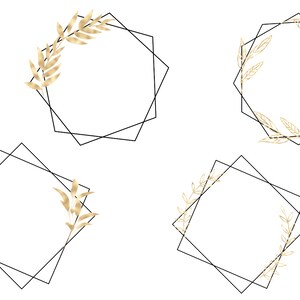 Minimal Geometric Frames, Gold Frames Clipart, Frames With Golden ...