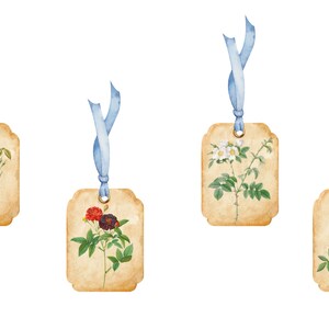 Watercolor Tags With Vintage Roses, Tags for Scrapbooking, Watercolor ...