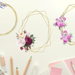 20 Geometric Frames, Frames With Vintage Flowers, Wedding Romantic ...