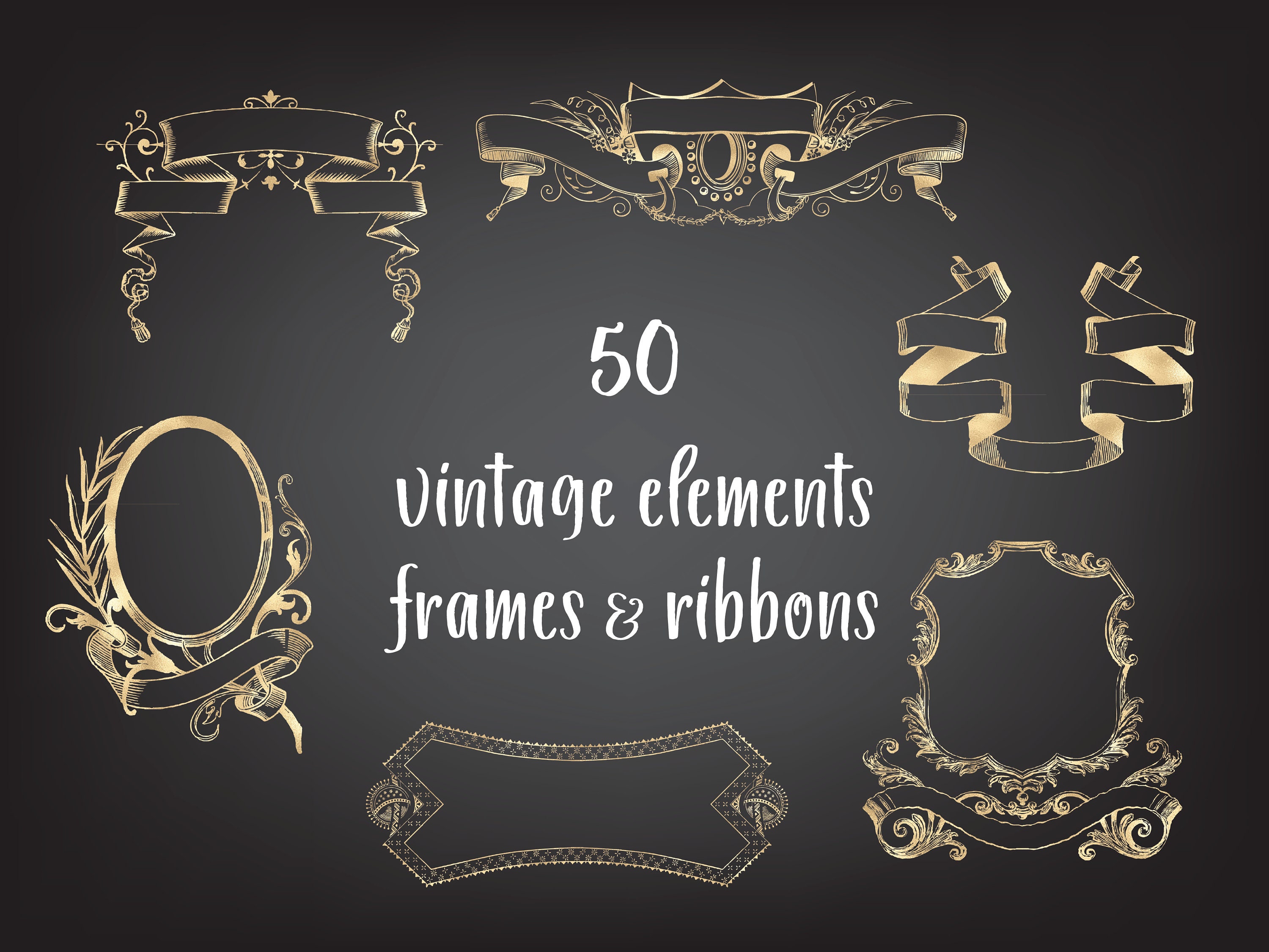 Vintage Decorative Frames and Ribbons Wedding Invitation - Etsy
