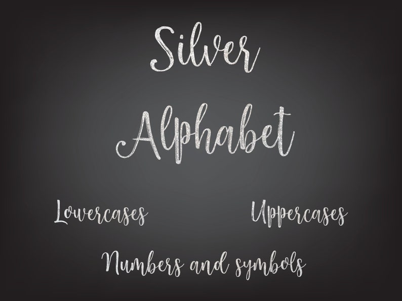 Silver Glitter Printable Alpahbet, Elegant Alphabet, Silver Font ...
