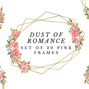 Pink Romantic Geometric Gold Frames, Floral Crystal Frames, Wedding ...