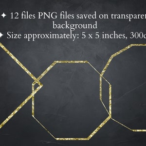 Modern Gold Polygonal Frame Clipart, Gold Glitter Frames - Etsy
