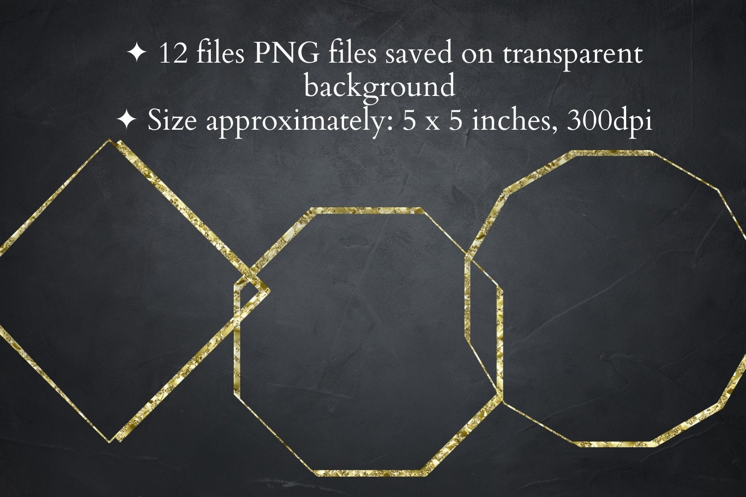 Modern Gold Polygonal Frame Clipart, Gold Glitter Frames - Etsy