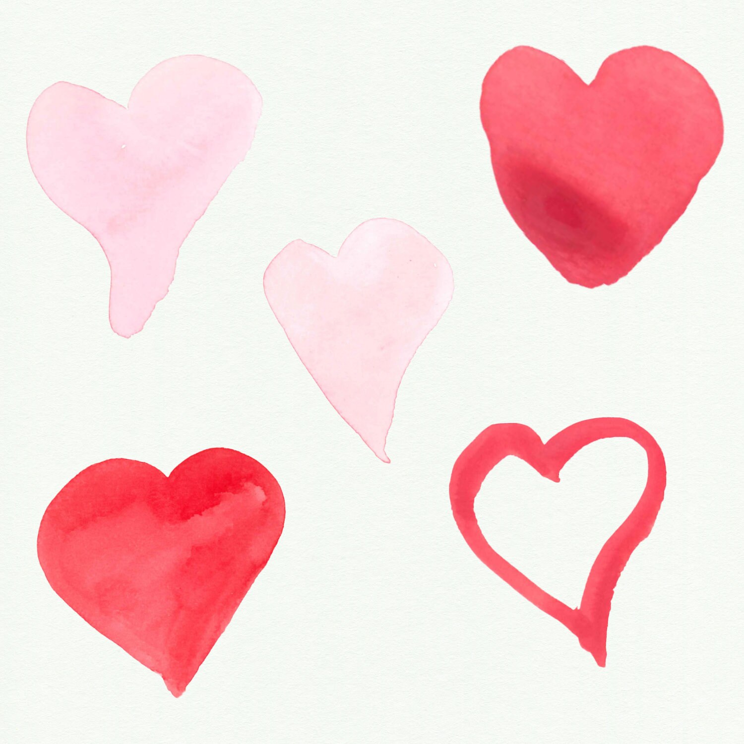 Watercolor Red Heart Clipart Valentines Day Clipart - Etsy