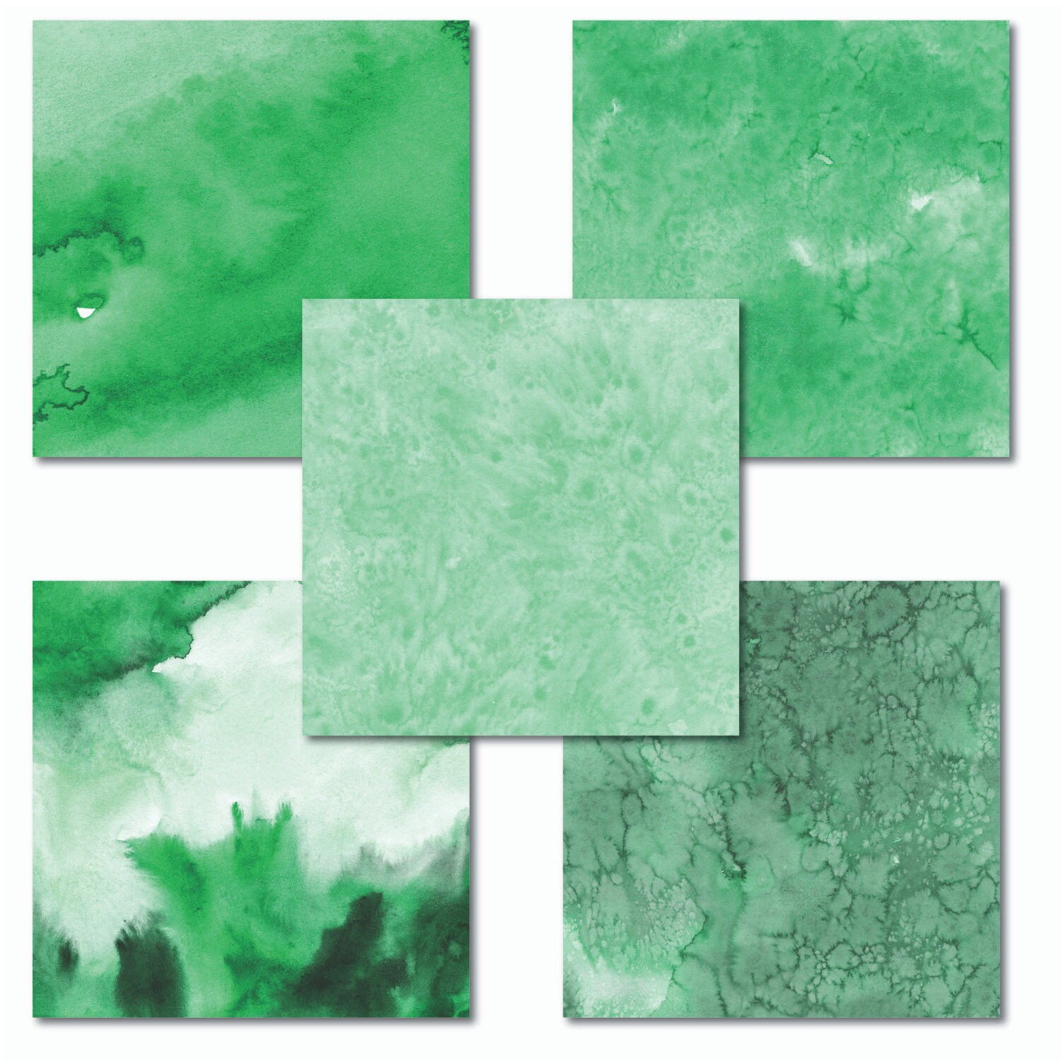 20 Green Digital Papers, Watercolor Green Textures, Green Watercolor ...