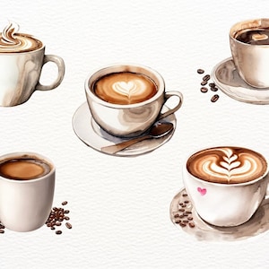 Watercolor Coffee Mugs and Cups Clipart - Etsy